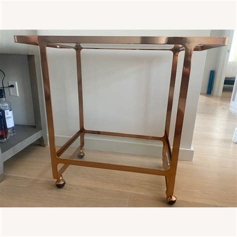 Cb2 Dolce Vita Rose Gold Bar Cart Aptdeco