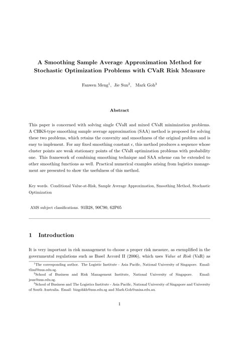 PDF A Smoothing Sample Average Approximation Method For Stochastic Optimization Problems With