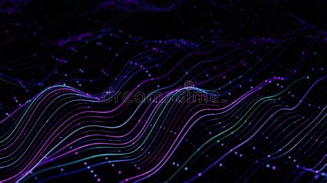 Glowing Lines With Blinking Dots On The Surface Of Waves Stock Video Video Of Landscape Flow
