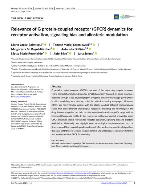 Pdf Relevance Of G Protein‐coupled Receptor Gpcr Dynamics For Receptor Activation