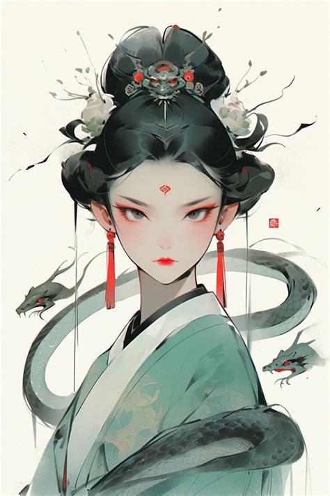 蛇女古风女生壁纸头像AI绘画