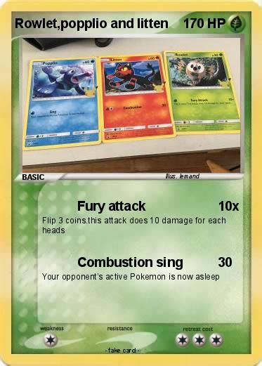 Pokémon Rowlet Popplio And Litten Fury Attack My Pokemon Card