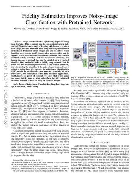 Pdf Fidelity Estimation Improves Noisy Image Classification With