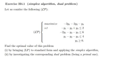 Solved Exercise H41 Simplex Algorithm Dual Problemlet Us