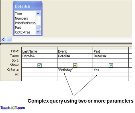 Teach ICT AS Level ICT OCR Exam Board Simple Queries Complex Queries