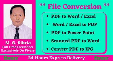 Be Your Virtual Assistant For File Conversion And Data Entry By Kibria Fiverr