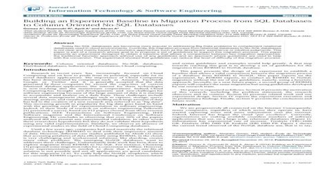 Pdf Building An Experiment Baseline In Migration Process From · Building An Experiment