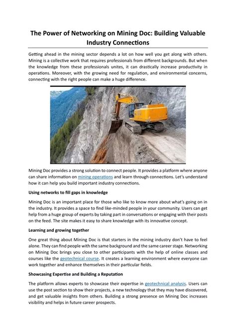 Ppt The Power Of Networking On Mining Doc Building Valuable Industry
