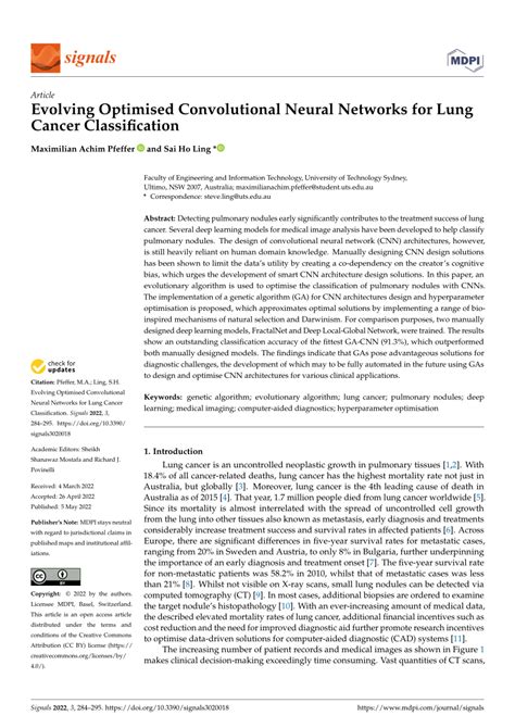 Pdf Evolving Optimised Convolutional Neural Networks For Lung Cancer Classification