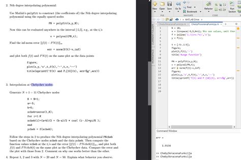 Runge Function And Chebyshev Nodes This Is My Code So Far And Would