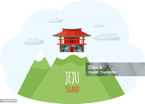 한국에서 제주도를 여행하십시오 산 꼭대기에 전통적인 스타일의 아시아 건물 또는 사원 0명에 대한 스톡 벡터 아트 및 기타 이미지 0명 개념 건물 외관 Istock