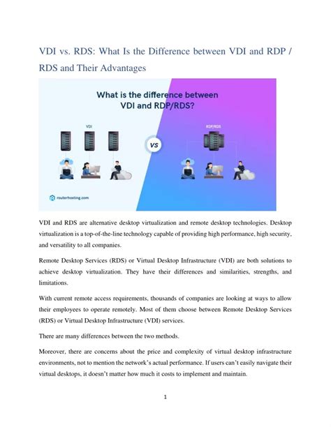 PPT What Is The Difference Between VDI And RDP RDS PowerPoint Presentation ID