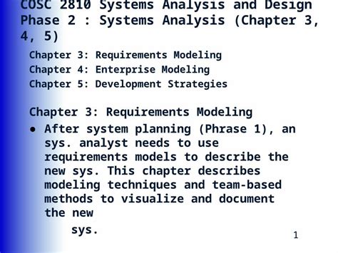 ppt cosc 2810 systems analysis and design phase 2 systems analysis