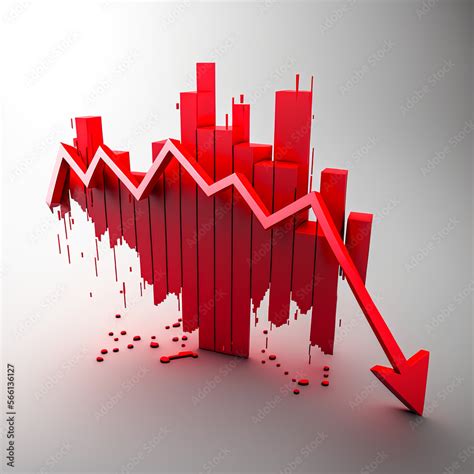 Red Arrow Graph Stock Market Crash Graph Arrow Fall Down Bear Market 3d Render Created With