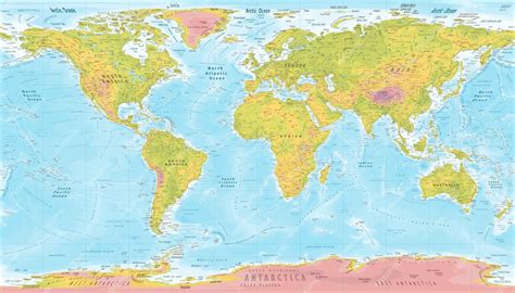 Premium Vector Detailed Physical World Map Patterson Projection
