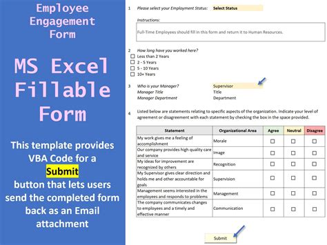 Employee Engagement Survey MS Excel Fillable Form Template With Email