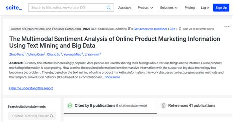 Citation Report The Multimodal Sentiment Analysis Of Online Product Marketing Information