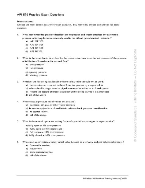370106630 API 576 Practice Exam Questions API 576 Practice Exam Questions Instructions Choose