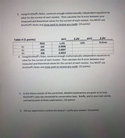 solved analysis of kirchhoff s rules lab name group
