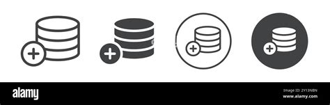 Add Database Icon Simple Flat Vector Symbol Outline Collection Set Logo