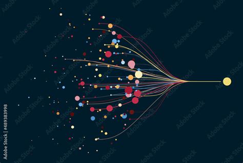 Abstractly Arranged Colored Dots Are Connected By Lines With Sorted Dots Data Concept Stock