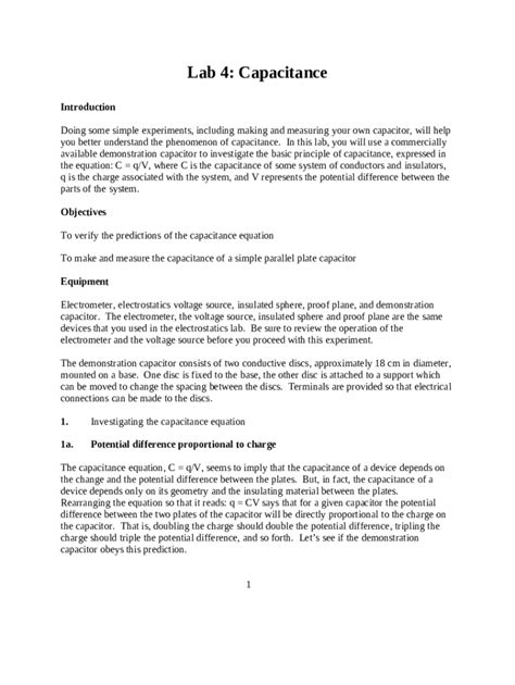 Solved Experiment With The Capacitor Lab Then Write A Personal