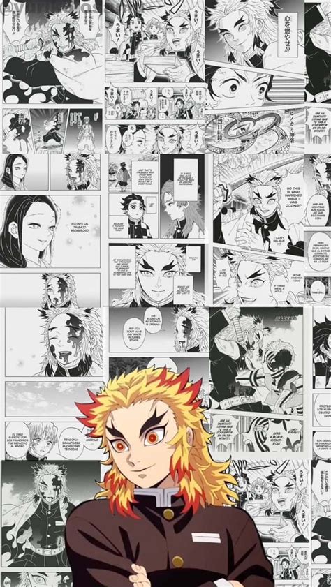 Download Demon Slayer Manga Collage Rengoku Kyojuro Wallpaper