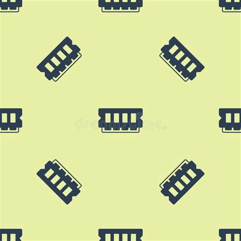 Blue Ram Random Access Memory Icon Isolated Seamless Pattern On Yellow