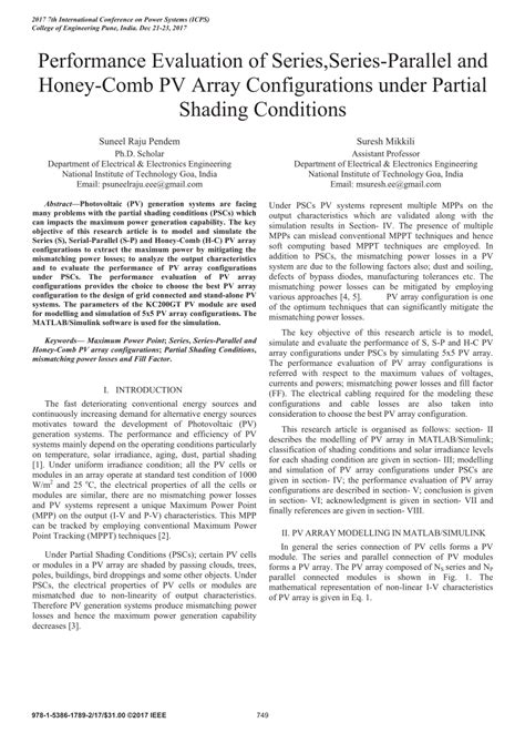 Pdf Performance Evaluation Of Series Series Parallel And Honey Comb