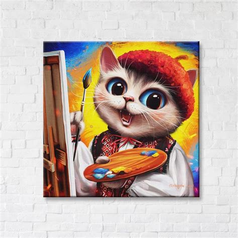 Котик художник ©марінна пащук — ціна 280 грн у каталозі Постери Купити товари для дому та побуту