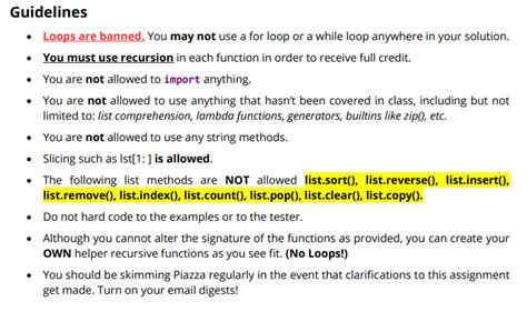 Solved Guidelines Loops Are Banned You May Not Use A For Chegg