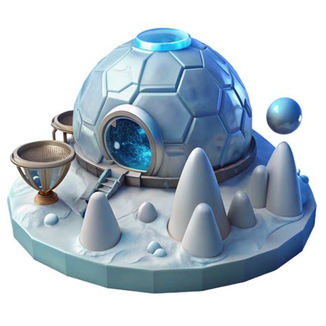 Elegant Artistic Futuristic Geodesic Dome Habitat On Icy Planet Genuine 56595676 Png
