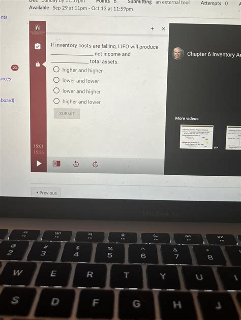Solved If Inventory Costs Are Falling Lifo Will Produce