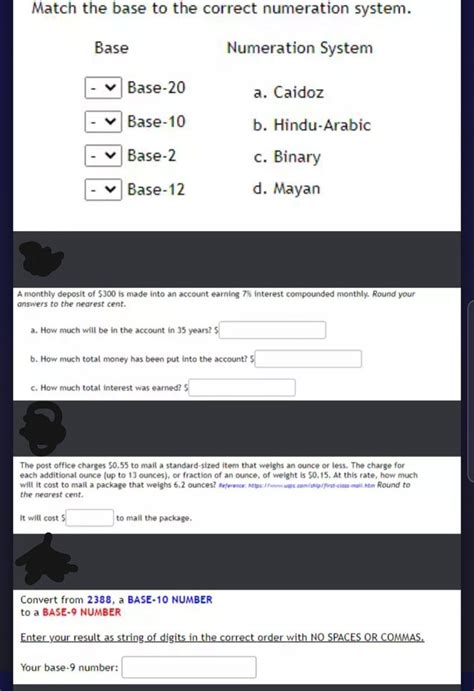 Solved Match The Base To The Correct Numeration System Base