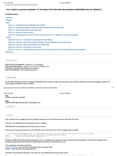Unable To Generate Requisition In The Output Of The Min Max Planning
