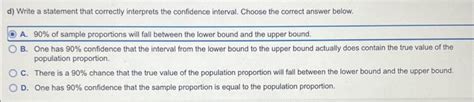solved b identify the value of the margin of error e