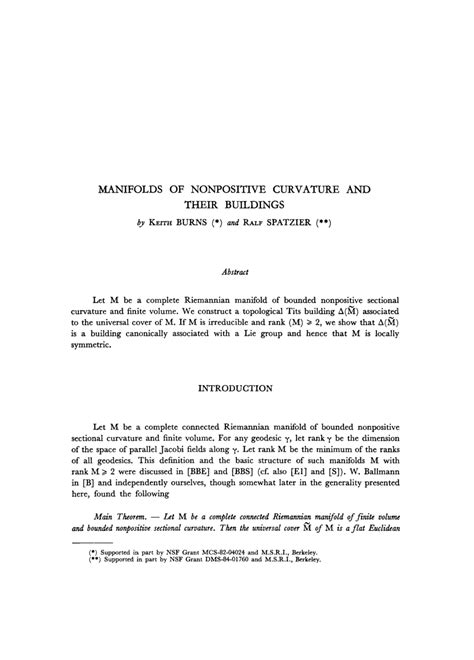 Pdf Manifolds Of Nonpositive Curvature And Their Buildings