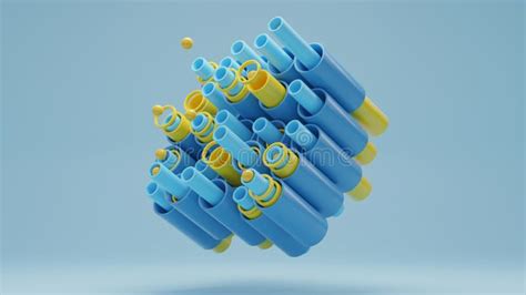 3d Rendering Of An Array Of Yellow And Blue Tubes Of Different