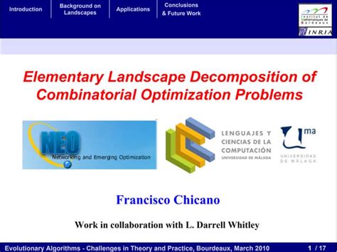Elementary Landscape Decomposition Of Combinatorial Optimization Problems Ppt