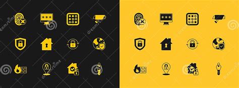 Set Security Camera Lock House Under Protection Graphic Password Cancelled Fingerprint And