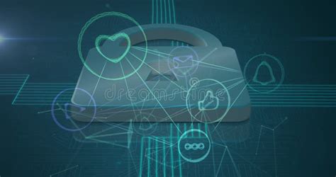 Image Of Network Of Connections With Icons Over Online Security Padlock