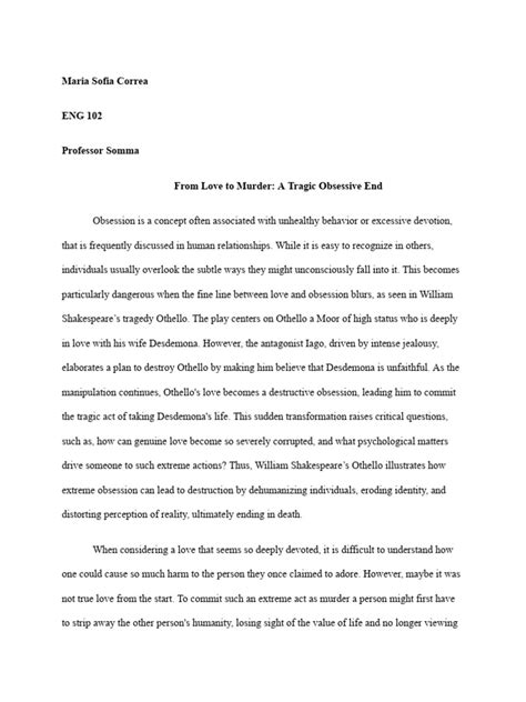 Maria Sofia Correa Othello Essay Pdf Othello Iago
