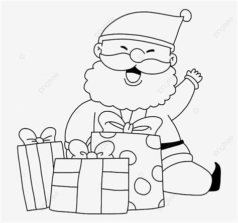 รูประบายสีกล่องของขวัญซานต้า Png การวาดเส้น คริสต์มาส ซานตาคลอสภาพ Png และ Psd สำหรับดาวน์