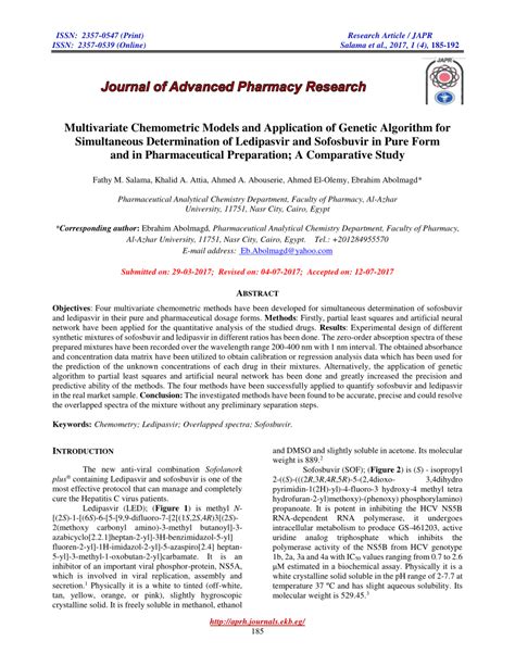 Pdf Multivariate Chemometric Models And Application Of Genetic Algorithm For Simultaneous