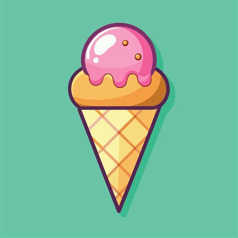 Ice Cream Cone Cartoon Vector And Illustration Ice Cream Sweet Food Icon Cream Colored Outline