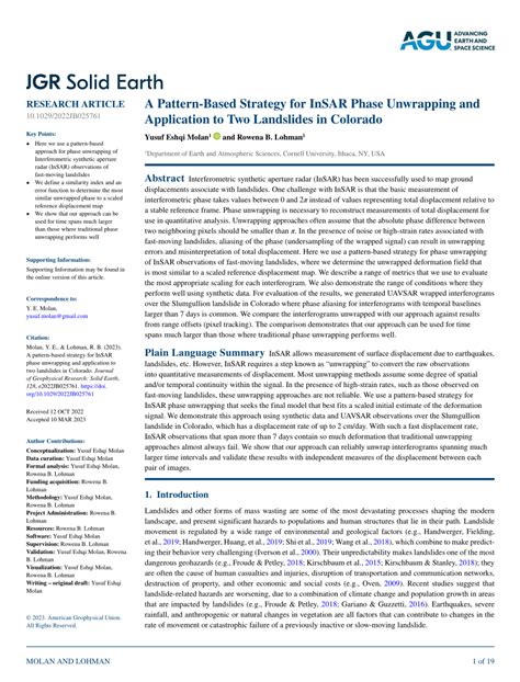 A Pattern‐based Strategy For Insar Phase Unwrapping And Application To Two Landslides In