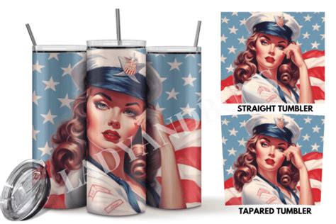 Patriotic Pin Up Sailor Tumbler Wrap Graphic By Ladyandbuns · Creative