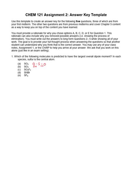 Chem 121 Assignment 2 Template Pdf Materials Chemical Physics
