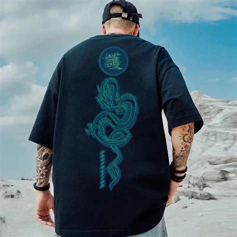 เสื้อยืดแขนสั้นพิมพ์ลายมังกรจีน เสื้อยืดผู้ชายและผู้หญิงฤดูร้อนปี3d Lpr157 Thaipick