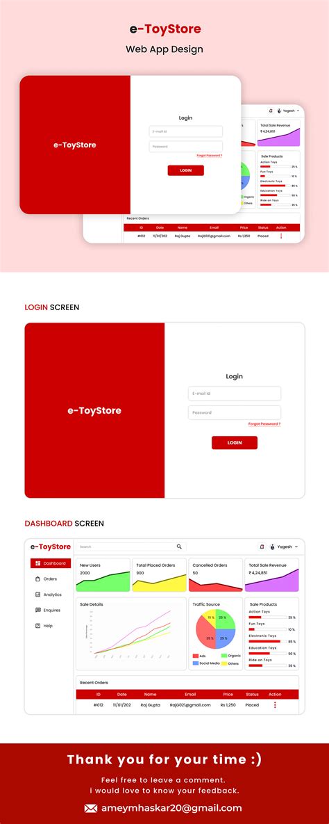 Web Application Dashboard Design For Toy App Behance
